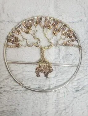 Other | Handmade Beaded Tree Of Life Buffalo Charm Sun Catcher 6 Gold ...